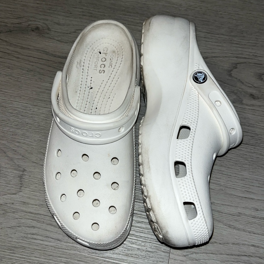 White Platform Crocs - Gem